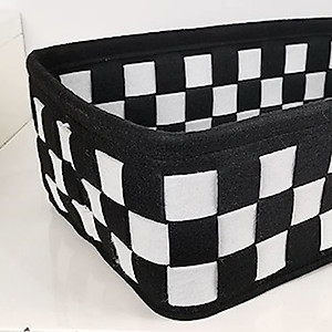 curfair Storage Basket Black and White Checkerboard Desk Makeup Organizer Large Opening Black White L