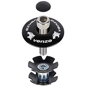CyclingDeal Venzo Bike Bicycle Fork Tube Lightweight Alloy Star Nut 1-1/8" with Headset Cap Kits - 2 Pack