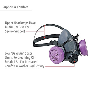 Honeywell Home North 5500 Series Niosh-Approved Half Mask Respirator, Large (550030L), Purple