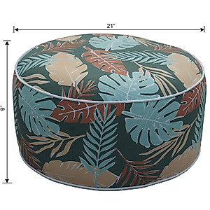 Kozyard Inflatable Stool Ottoman Used for Indoor or Outdoor, Kids or Adults, Camping or Home (Leaf Pattern)