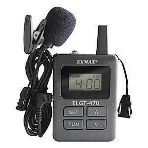 EXMAX ELGT-470 Wireless Whisper Acoustic Digital Transmission Tour Guide System 100 Channels for Tourism,Traveling,Conference,Training,Hajj,Church,Simultaneous Field,Interpretation(One Transmitter)