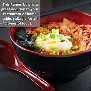 ROHGAN, Set of 4 (20 Pcs) Ramen Bowls with chopsticks - 32 OZ with Melamine Bowls & Spoons Complete Dinnerware Set with Chopsticks & Holders- Japanese style Naruto Ramen Bowl and Asian Soup Spoons