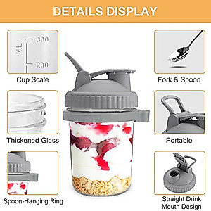 DNANAOL Overnight Oats Containers with Lids - 16 oz Overnight Oats Jars Set of 4, Reusable Yogurt Mason Jars with Lids & Spoons, Large Capacity Airtight Jars for Milk, Cereal, Fruit To Go Containers