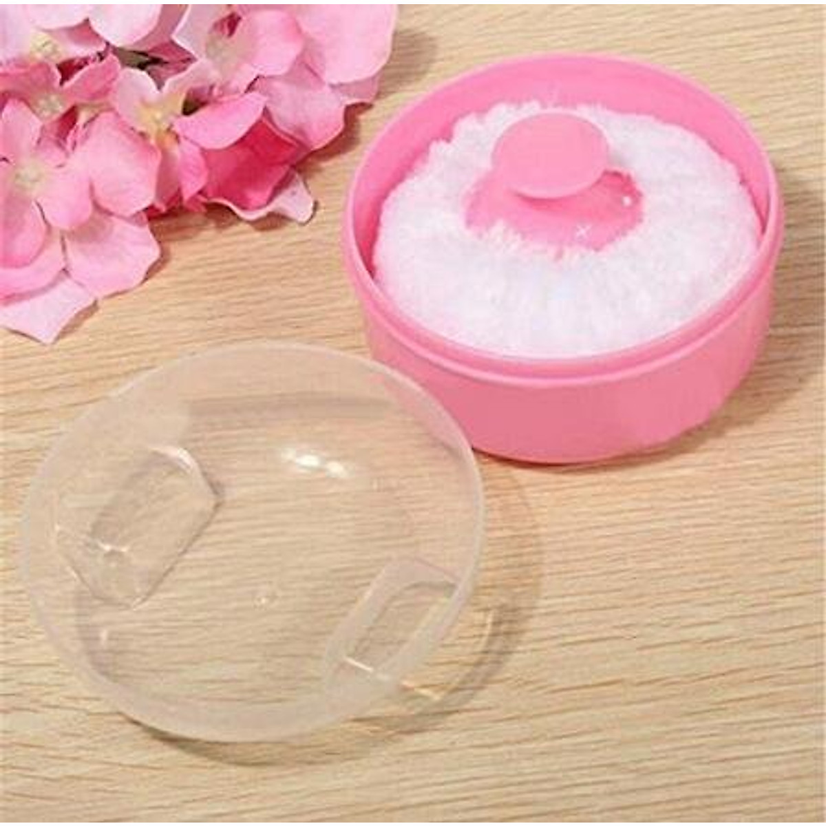 ericotry 2 Pcs Baby After-Bath Powder Puff Sponge Box Kit Dispensor DIY Make up Cosmetic Loose Powder Jar Container Case (Pink)