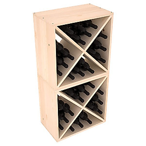 Wine Racks America Living Series Cube Wine Rack - Durable and Modular Wine Storage System, Pine Unstained - Holds 48 Bottles