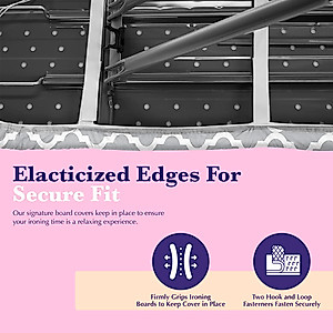 Epica Ironing Board Cover and Pad - Standard Size 15x54 Padded Ironing Board Covers, Heat Reflective Coating, Scorch & Stain Resistant Iron Board Cover with Padding Grey & White Lattice