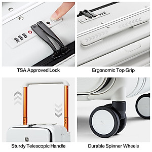 Hanke Luggage Hard Shell Suitcases 24 Inch Checked-Medium Luggage with Spinner Wheels TSA Approved Luggage Travel Luggage Wide Handle for Men Women(Smoke White)