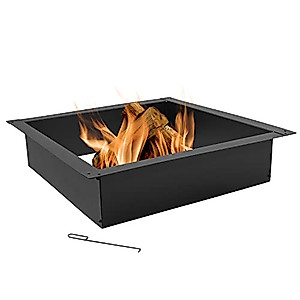 Sunnydaze Steel Square Above-/In-Ground Fire Pit Insert - 42-Inch Outer Diameter (36-Inch Inner Diameter)