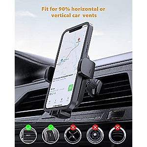 Car Phone Holder Mount, Sturdy Cell Phone Car Mount with Metal Hook Clip, Air Vent Car Mount for iPhone 14 13 12 11 8 Plus Pro Max Mini XS XR X Pixel 7 6 5 4 Samsung S23 S22 S21 S10 Ultra Smart Phones