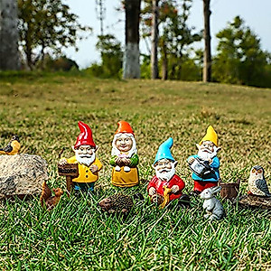 10 Pcs Outdoor Garden Mini Gnomes Statue, Fairy Garden Accessories Micro Miniature Gnomes Figurines, Resin Micro Gnomes, And Hedgehog Owl Bird Squirrel Rabbit Bucket flowerpot Decor Accessories