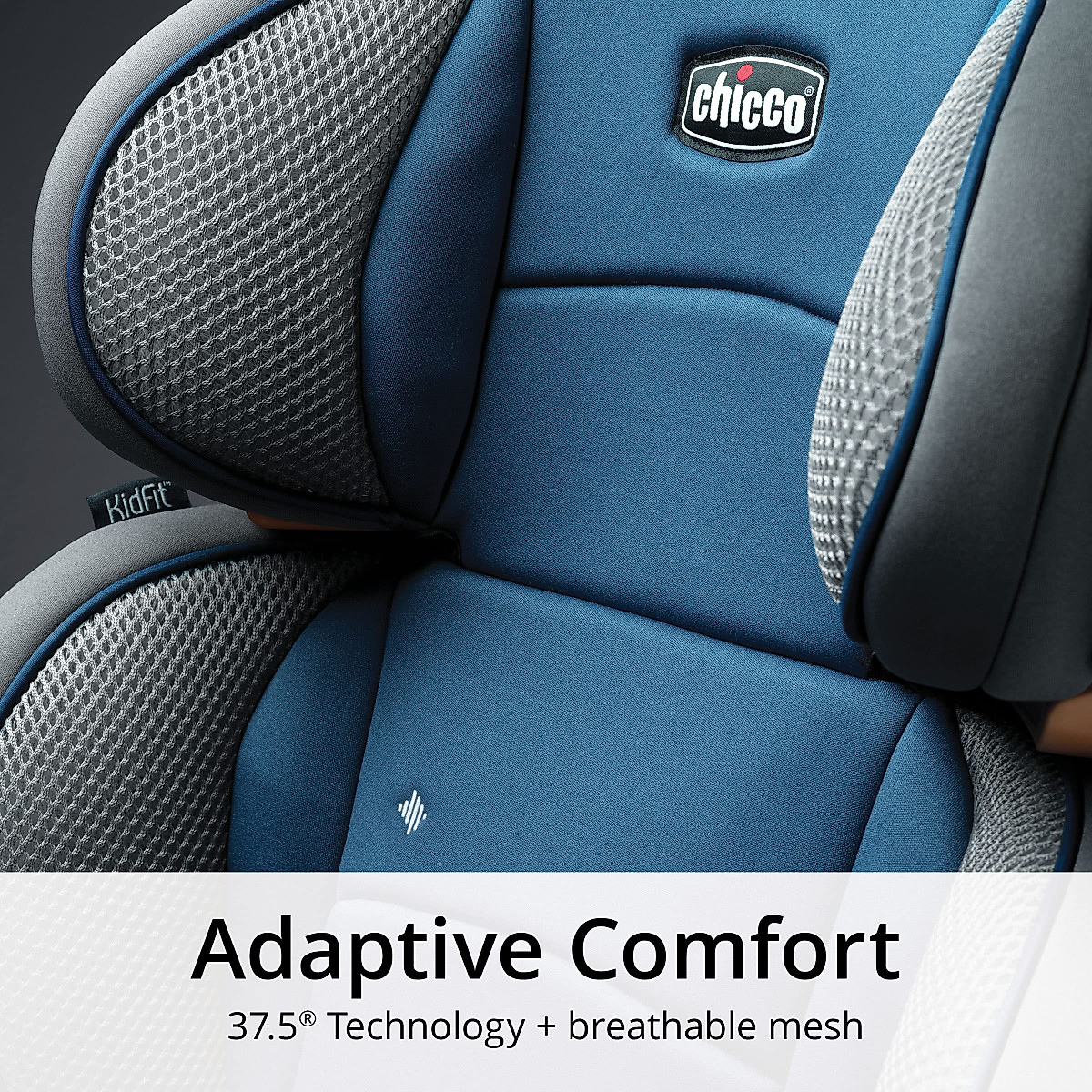 Chicco KidFit Adapt Plus 2-in-1 Belt-Positioning Booster Car Seat, Backless and High Back Booster Seat, for Children Aged 4 Years and up and 40-100 lbs. | Vapor/Grey