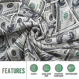 Levens Money Throw Blanket Gifts for Women Girls Boys, 100 Dollar Bill Print Decor for Couch Bed Sofa Travelling Camping, Birthday Christmas Soft Cozy Lightweight Blankets for Kids Adults 50"x60"