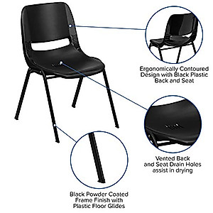 Flash Furniture HERCULES Series 440 lb. Capacity Kid's Black Ergonomic Shell Stack Chair with Black Frame and 12" Seat Height, Set of 1