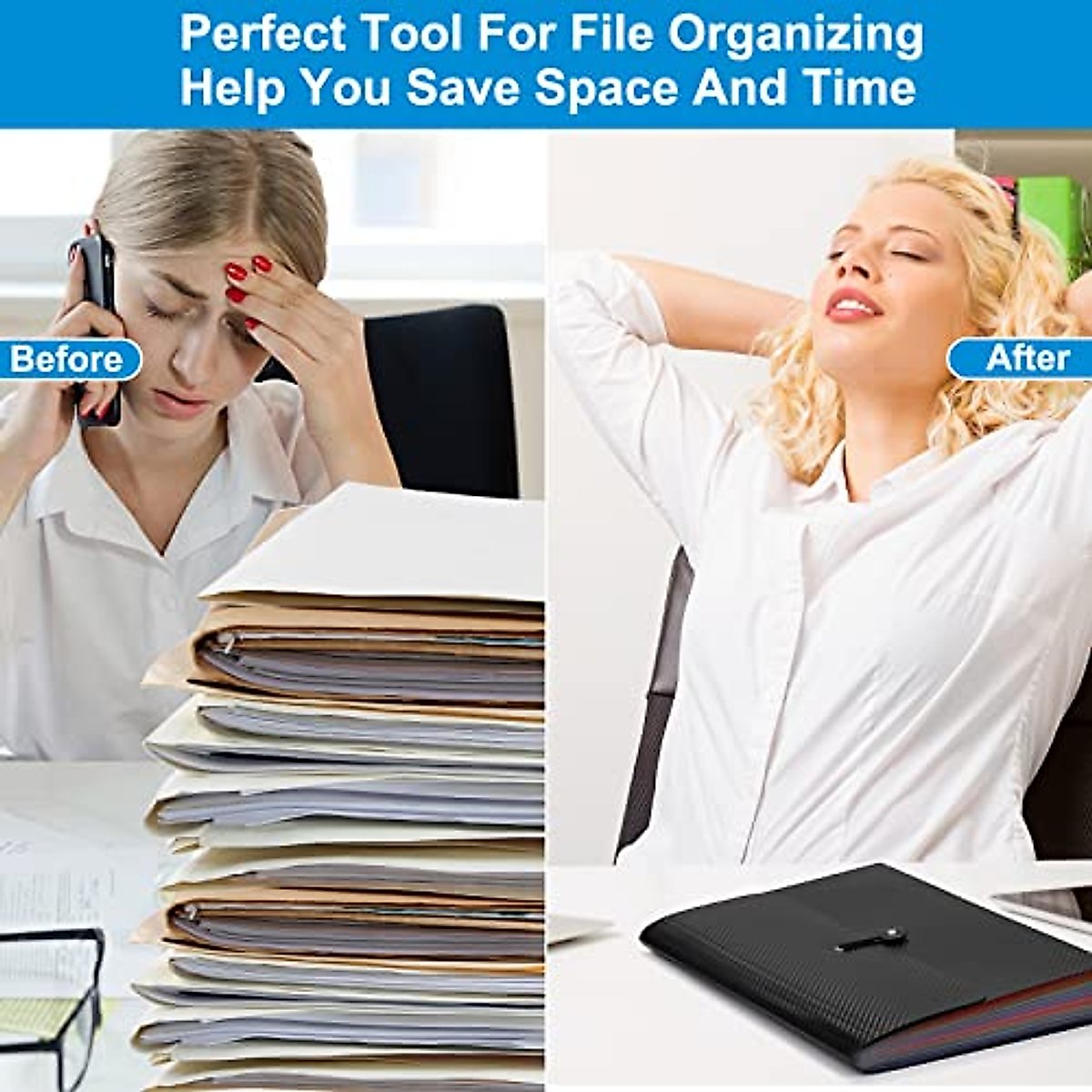 Expanding File Folder - 13 Pockets Accordion File Holder Organizer Say Goodbye to Cluttered Desks and Disorganized Documents - Get Your Home and Office Organized