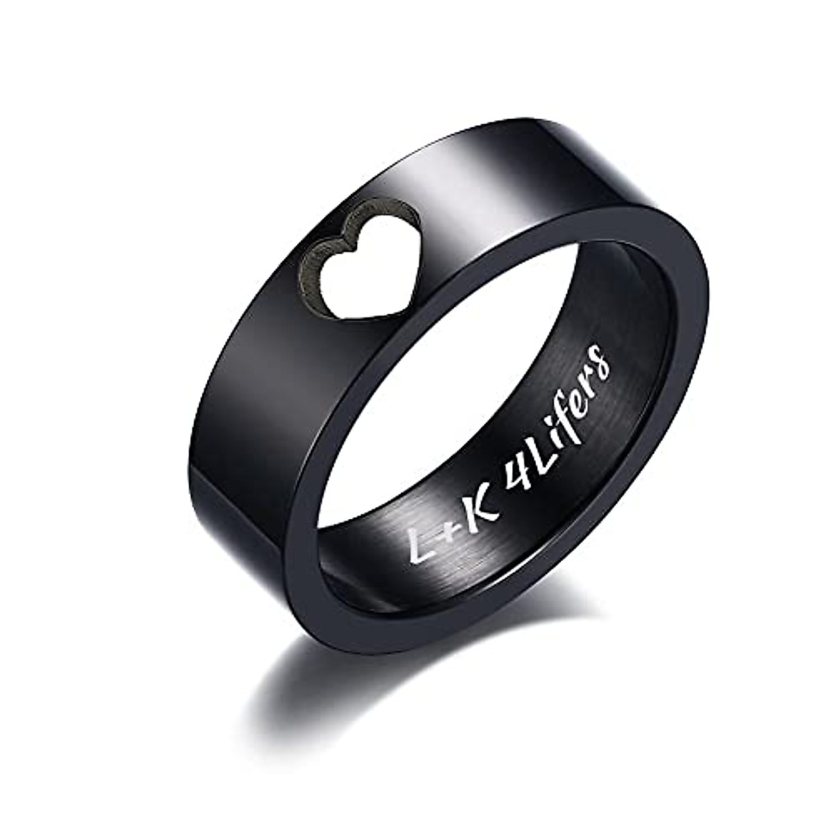 MZZJ Set of 3 Best Friend Ring Band Moon Sun Star Ring Personalized Friendship Ring Minimalist 6MM Black Stainless Steel Heart Shape Cut out Flat Stackable Knuckle Ring Wedding Band,Bridesmaid Gift