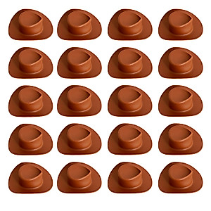 20 Pieces Mini Cowboy Hat Mini Western Cowboy Hat Brown Plastic Mini Cowboy Hat for Crafts Mini Cowboy Hats Mini Sombrero Hats Drink Hat Cowgirl Hat Doll Hat Mini Cowgirl Hats for Drinks(Brown)