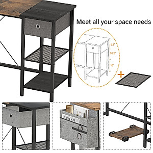 SUAYLLA L Shaped Desk with Drawers, Computer Gaming Desk with Storage Shelves, Work Desk for Home Office L-Shaped, 2 Person Long Table for Writing Workstation, Rustic Brown