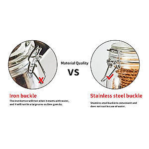 ZALSSKE 34oz Glass Food Storage Jars with Airtight Clamp Lids,Set of 4 Airtight Glass Canister Square- Clear Storage Container for Kitchen Container Storing Sugar, Flour, Cereal,Coffee,Spice…