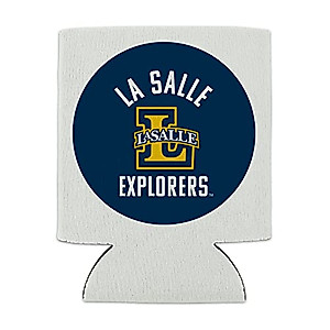 La Salle University Explorers Logo Can Cooler - Drink Sleeve Hugger Collapsible Insulator - Beverage Insulated Holder