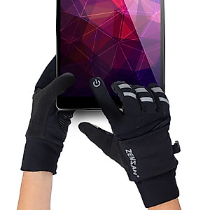 Zensah Convertible Running Mittens and Gloves - Warm Touchscreen Cold Winter Gloves for Women and Men (Black, Medium)