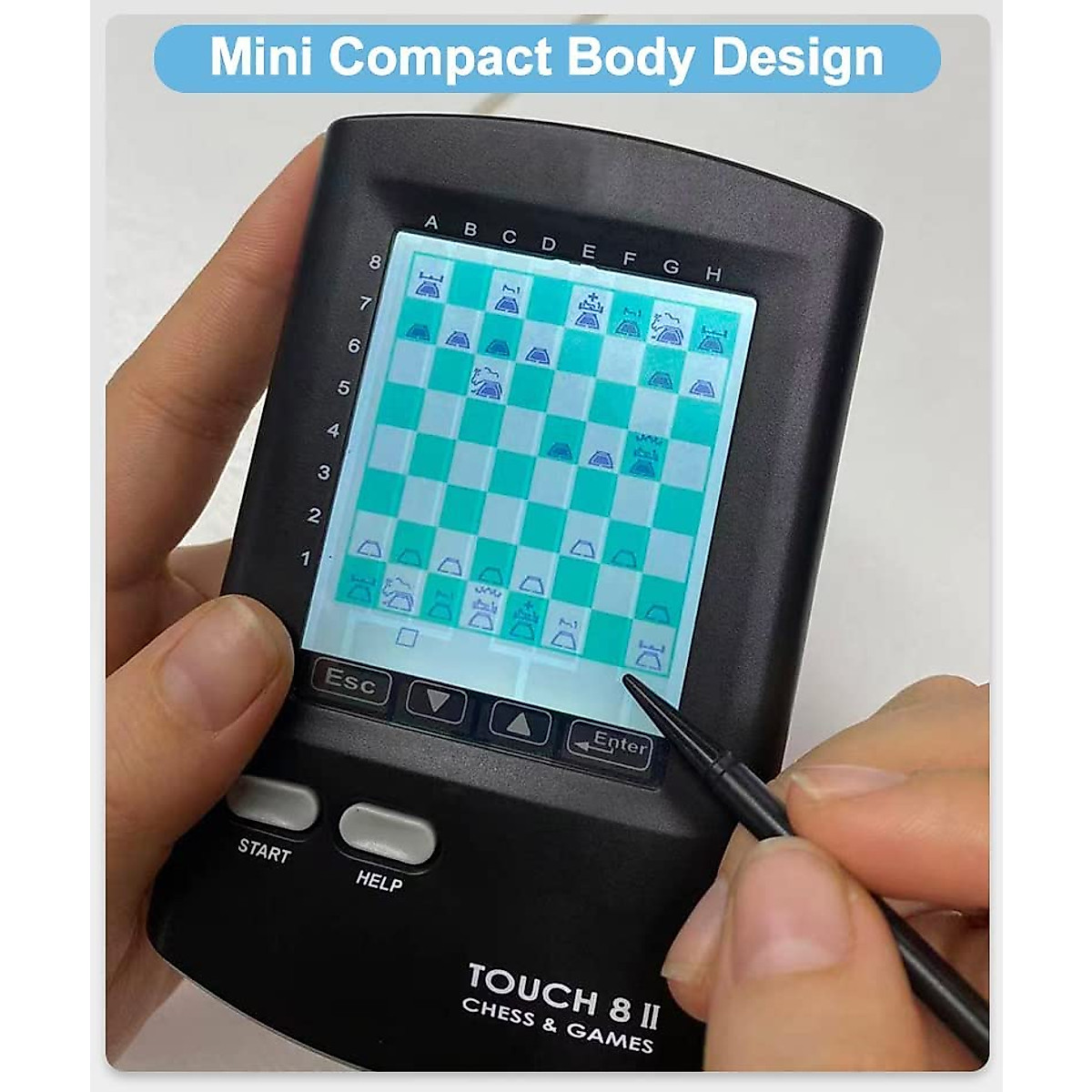 Vonset Touch Electronic Chess 8 in 1 Chess Handheld Electronic Chess Game for Kids and Adults to Learn Chess Travel Chess Set with Stylus Large LCD Display Gift