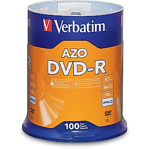 Verbatim DVD+R DL 8.5GB 8X with Branded Surface - 50pk Spindle & DVD-R Blank Discs AZO Dye 4.7GB 16X Recordable Disc - 100 Pack Spindle