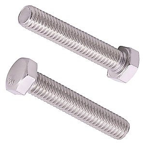 M12-1.75 x 50mm (8 pcs) Hex Head Bolts, 304 Stainless Steel 18/8, Hexagon Head Bolts, Full Thread Coverage, Coarse Thread, Strong, Durable, Thread Size Ranges from 3mm to 20mm Head Bolts, DIN933