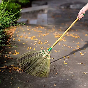 38" Thailanf Natural Grass Broom Bamboo Stick Handle for Sweeping Dirt, Dust, Garbage, Debris