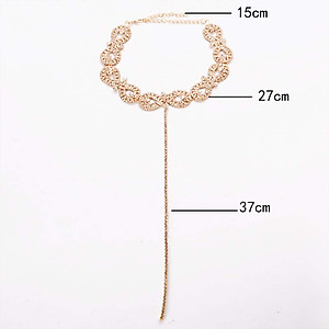 YERTTER Y Choker Rhinestone Crystal Oval Link Chain Tassel Choker Cuba Link Chain Necklace Set for Women Girls (Silver)