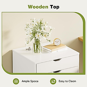 Sweetcrispy 7 Drawer Chest - Storage Cabinets Dressers Wood Dresser Cabinet with Wheels Mobile Organizer Drawers for Office, Home, White