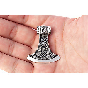 925 Sterling Silver Viking Knotwork Axe Double Sided Amulet Pendant