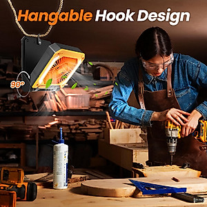 20000mAh Rechargeable Solar Powered Portable Fan with Led Lantern, 3 Speeds Cordless Battery Operated Camping Fan with PowerBank,Timer, Hangble & Quiet Desk Fan for Tent Hurricane Worksite (Orange)