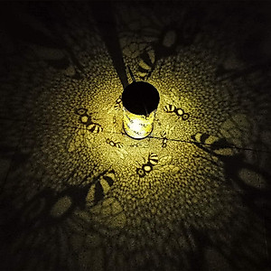 FLJZCZM Solar Lanterns Lights Outdoor Lantern Hanging Garden Metal Retro Light Battery Table Lamp Decorative Yard Camping Waterproof Yellow