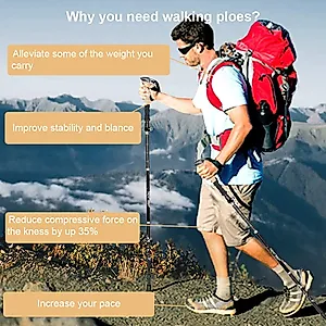 WEISIYU Trekking Hiking Poles - Collapsible and Telescopic Walking Sticks with Natural Cork Handle and Extended EVA Grips for Backpacking Camping