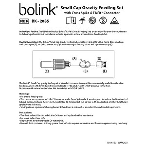 Bolink Small Cap Enfit Tube Feeding 10-Pack - Connects Puree Food Pouches with a spout to Feeding Tubes. Tube Feeding Supplies with Enfit.