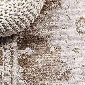 JONATHAN Y MDP400B-8 Alhambra Ornate Medallion Modern Indoor Area-Rug Vintage Bohemian Easy-Cleaning Bedroom Kitchen Living Room Non Shedding, 8 ft x 10 ft, Brown/Cream