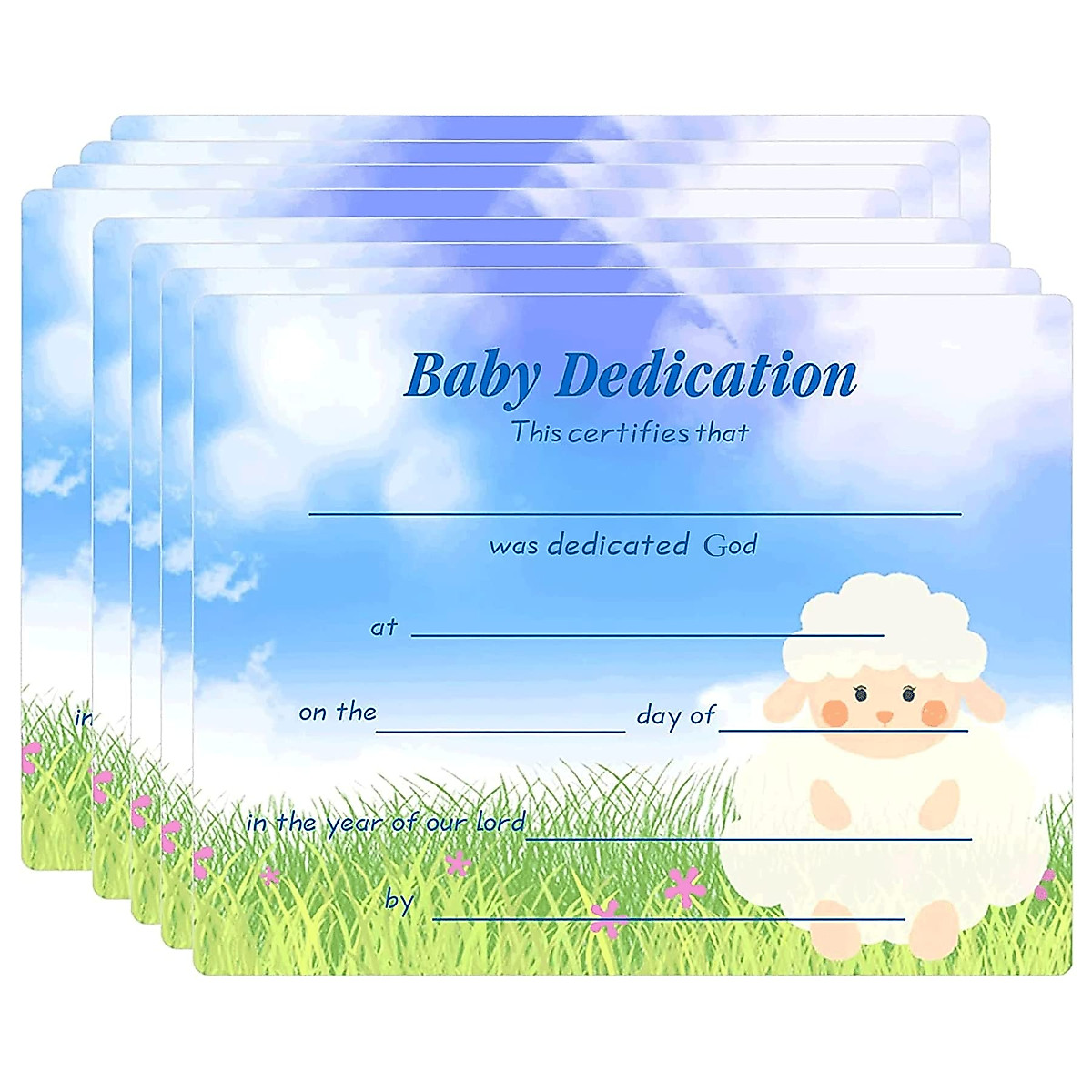 wootile Certificate Baby Dedication Card 8.26 x 11 Inch Baby Dedication Certificate with Baby Lamb Christening Baby Dedication Certificates for Church Gifts 24 Pack (Colorful)