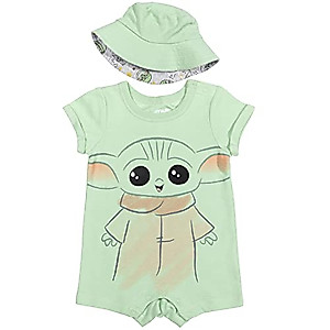 STAR WARS The Mandalorian The Child Newborn Baby Boys Romper and Sunhat Green 6-9 Months