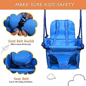 Kiriner Toddler Swing Seat for Outside 4.0 LBS Lightweight Hanging Swing Outdoor Tree Swing Seat with Seat Belt, Adjustable Ropes Swing Set Accessories Replacement Blue