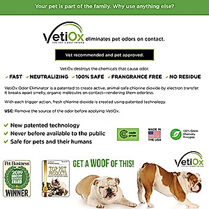 VetiOx Pet Odor Eliminator, Veterinarian Strength Dog and Cat Deodorizer, 16 oz Trigger Spray Bottle