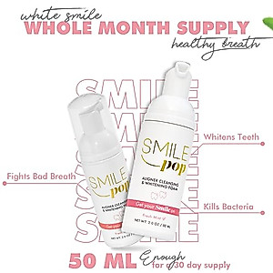 Smile Pop Mint Aligner Cleaner & Whitener Foam for Invisalign Cleaner, Dentures and Essix Trays. Retainer Cleaner Contains Hydrogen Peroxide, Fights against Bad Breath, Brightens teeth and Kills Germs