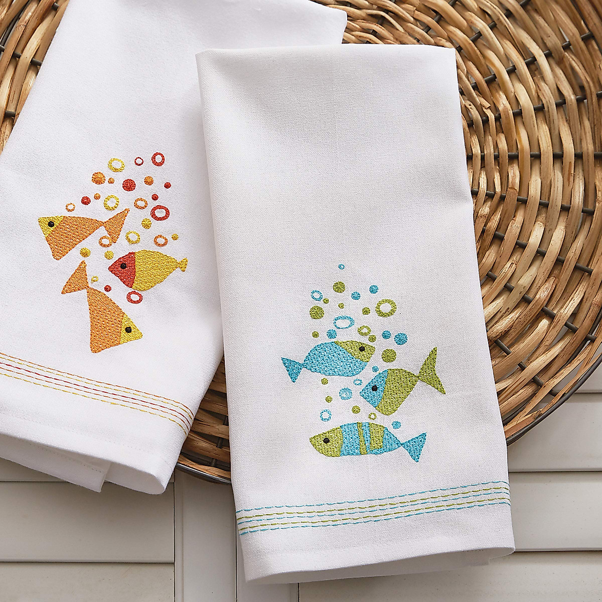 Split P Fabulous Fish Embroidered Towel - Blue