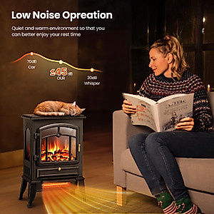 Kismile Electric Fireplace Stove,1500W Infrared Fireplace Heater with 3D Realistic Flame,Overheating Protection,16inch Portable Freestanding Electric Fireplace for Indoor Use