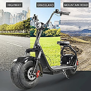 eHoodax 3000w Fat tire Electric Scooter with 2 Seats，Adults Citycoco Scooters Up to 32 Mph & 60V 20Ah Lithium Removable Battery with Alarm Anti-Theft Device US Charger (20AH)