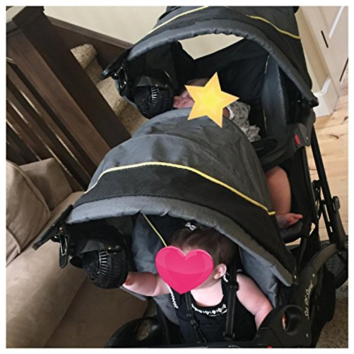 HJIAN 5-inch Clip Fan Portable Stroller Fan Battery Fan Clip on Fans Personal Cooling Fan Tables Fan Desktop Fans Clamp Fans Baby Stroller Clip Fan (Black)