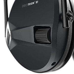 Defender Safety Decitech E1 Electronic Active Hearing Protection, Shooting, Range, Hunting, Tactical Earmuffs, 24 NNR Rated. (Black)