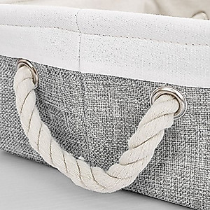 uxcell Storage Baskets with Cotton Handles Foldable Storage Bins Laundry Clothes Towel Box Organizer W Drawstring Closure for Home Shelves Closet Gray 14.6" x 10.2" x 4.7"