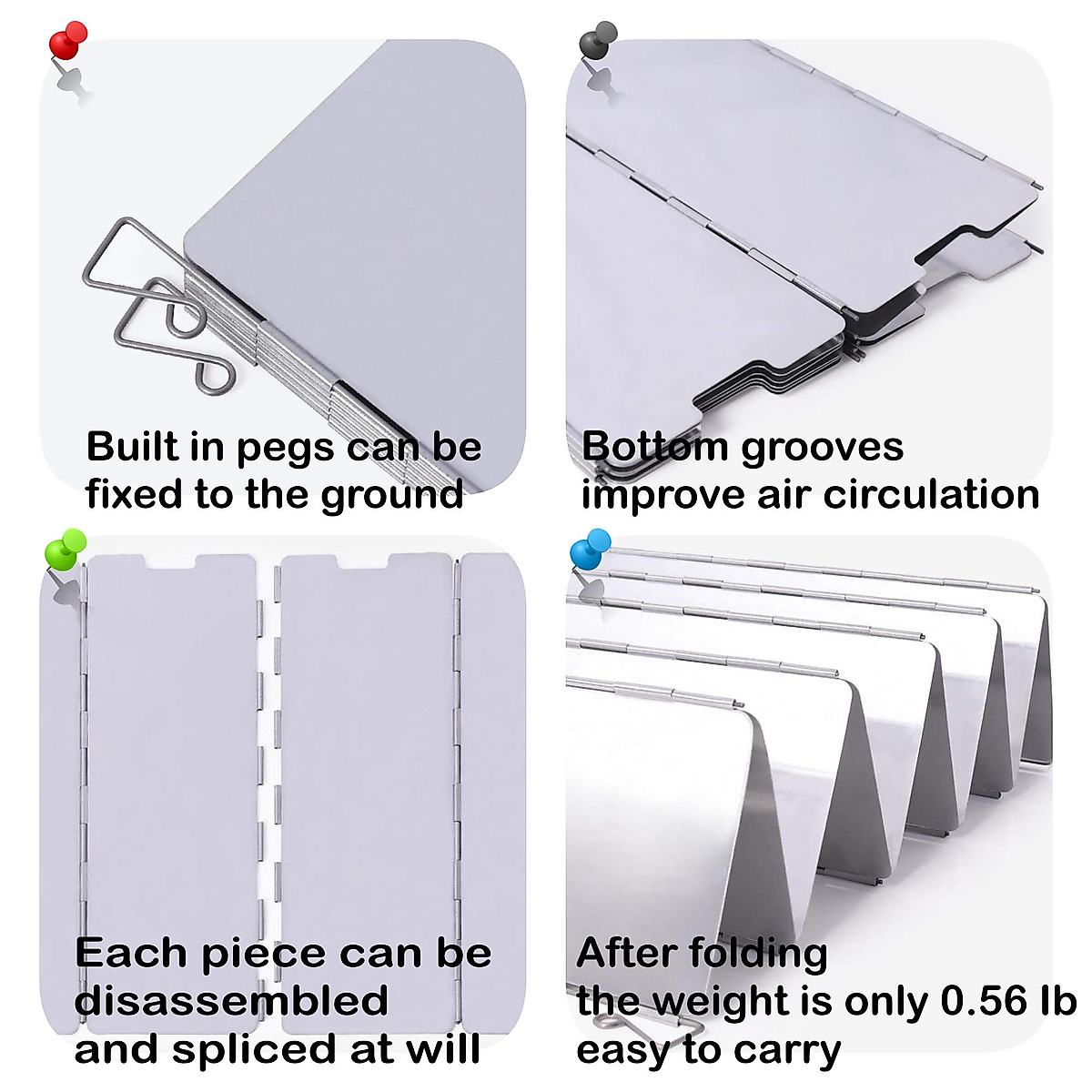 BATDIYOW 10 Plates Ultralight Folding Outdoor Stove Windscreen Aluminum Camping Stove Windshield Lightweight with Carrying Bag for Camping Picnic Backpacking Cooking