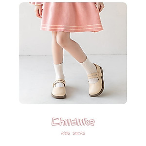 Toptim Unisex Kids Crew Socks Casual Solid Vertical Stripe Sock for Boy Girls (6-9 Years, Candy Colors)