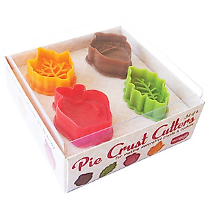 Talisman Designs Plunger Style Pie Crust Cutters, Fall Design, 4-Piece Set